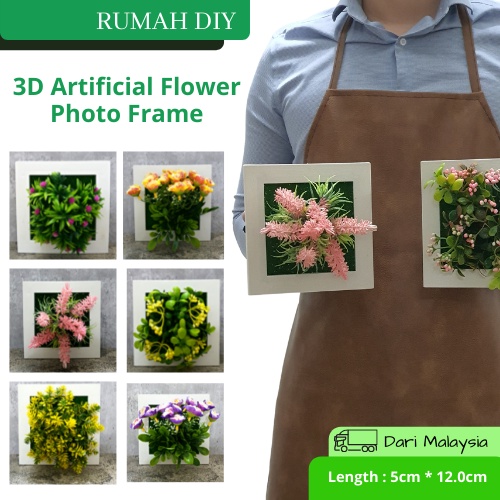 RUMAHDIY 3D Artificial Flower Photo Frame with Succulent Plant for ...