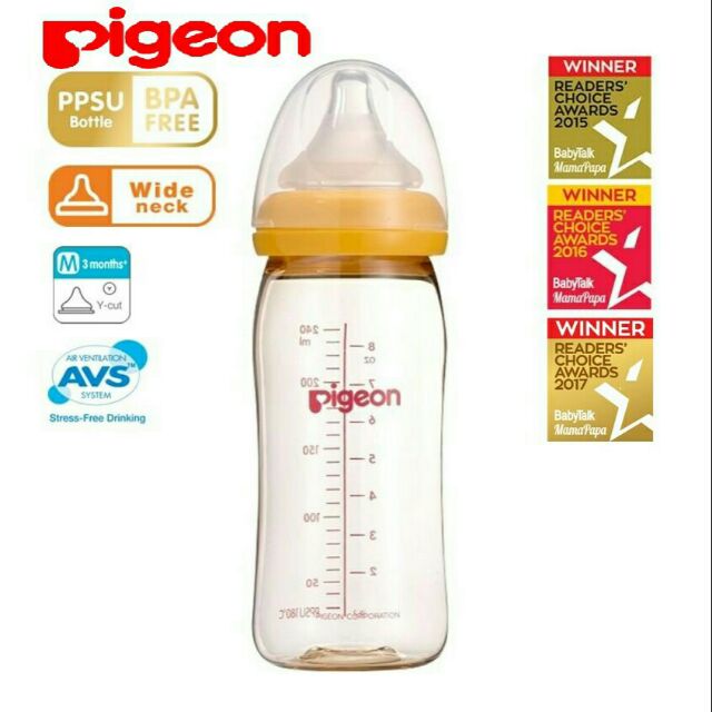 ORIGINAL PIGEON PPSU Wide Neck Nursing Bottle 160ml & 240ml | Shopee Malaysia