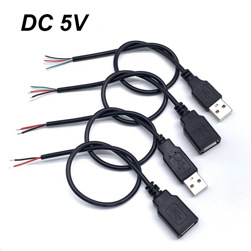 30cm Power Supply Cable 2 Pin USB 2.0 A Female Male 4 pin Wire Jack ...