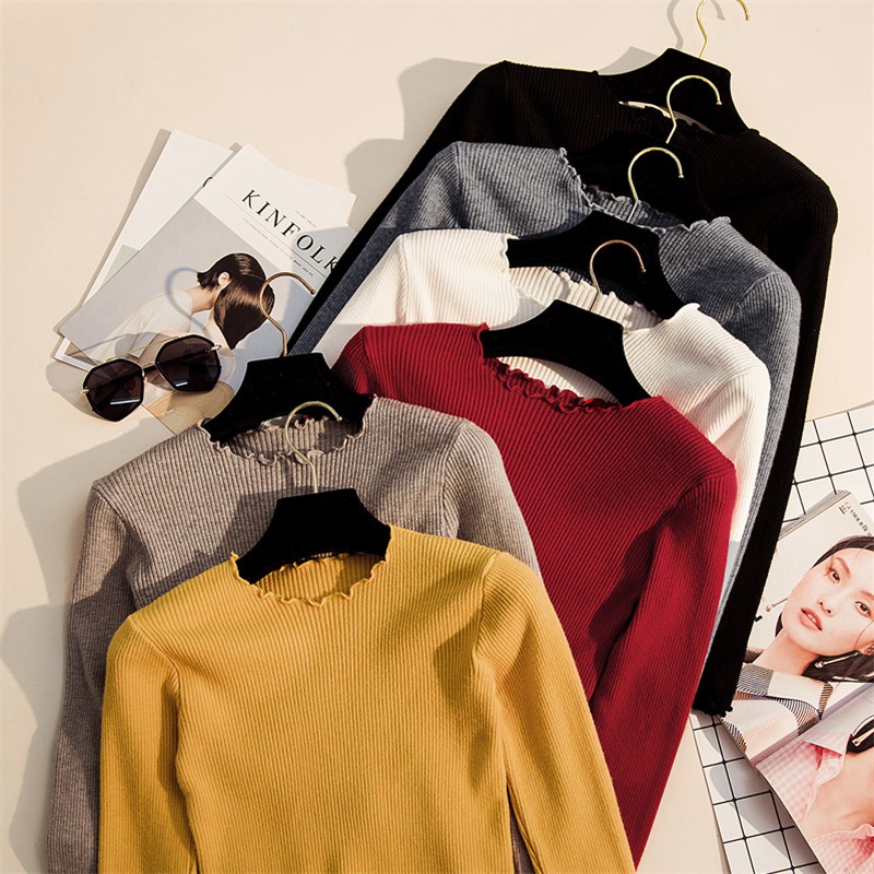 🔥 READY STOCK 🔥 Korean Slim fit Long Sleeve Knit Sweater Shirt | Shopee ...