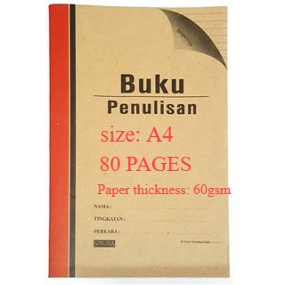 80 muka surat A4 Kraft Buku Latihan Panjang / Exercise Note Book ...