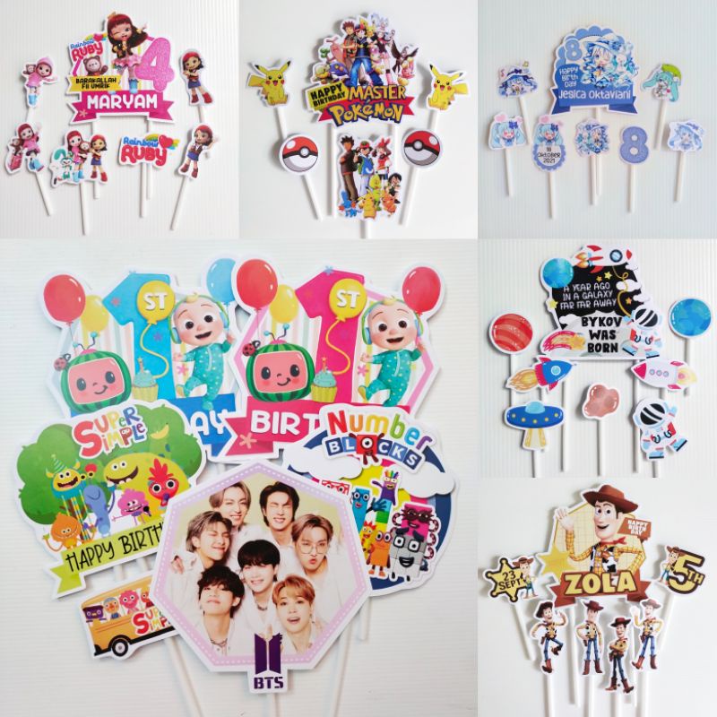 Custom CAKE TOPPER RAINBOW RUBY WOODY POKEMON | Shopee Malaysia