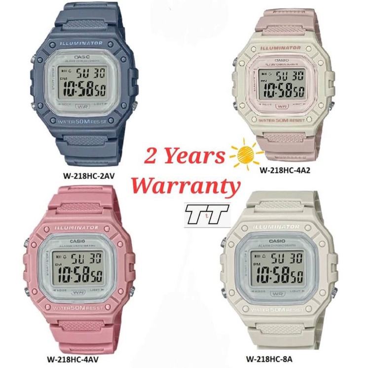 [2YEARS WARRANTY] Casio W-218HC Unisex Youth Digital Watch W-218HC-2AV ...