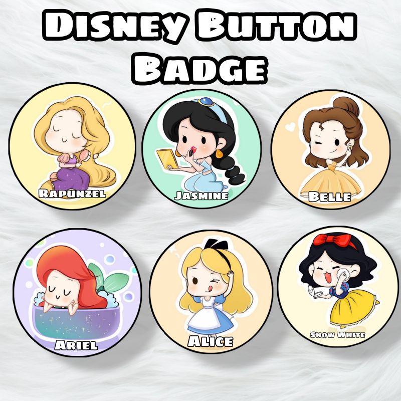 Disney Princess Button Badge Rapunzel Jasmine | Shopee Malaysia