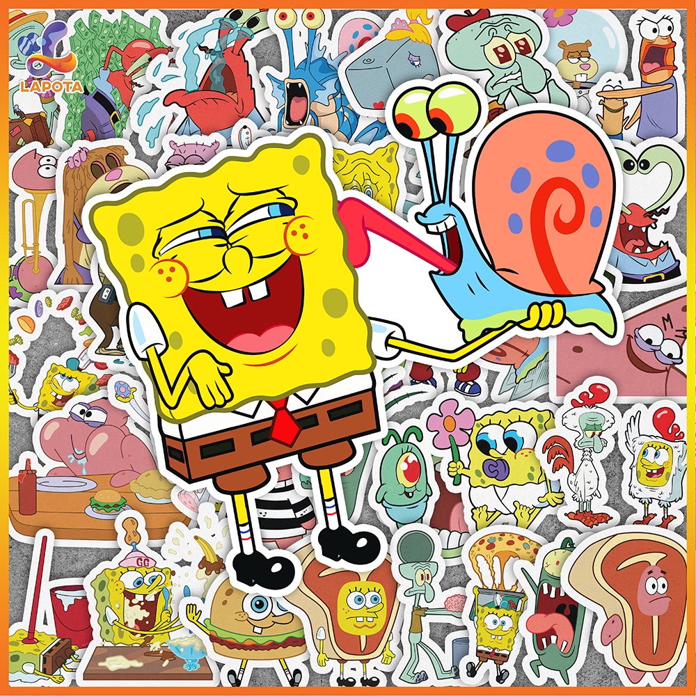 Set of 50 waterproof Spongebob Stickers, cute Spongebob Stickers ...
