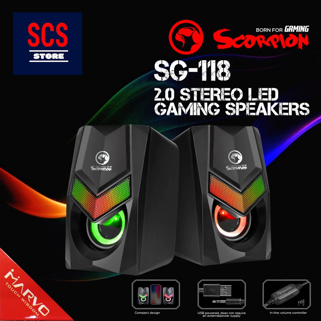 Marvo SG-118 2.0 Stereo RGB USB Powered Gaming Speaker | Shopee Malaysia