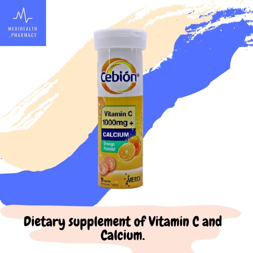 Cebion Vitamin C 1000 mg with Calcium Effervescent Tablets 10's Orange ...