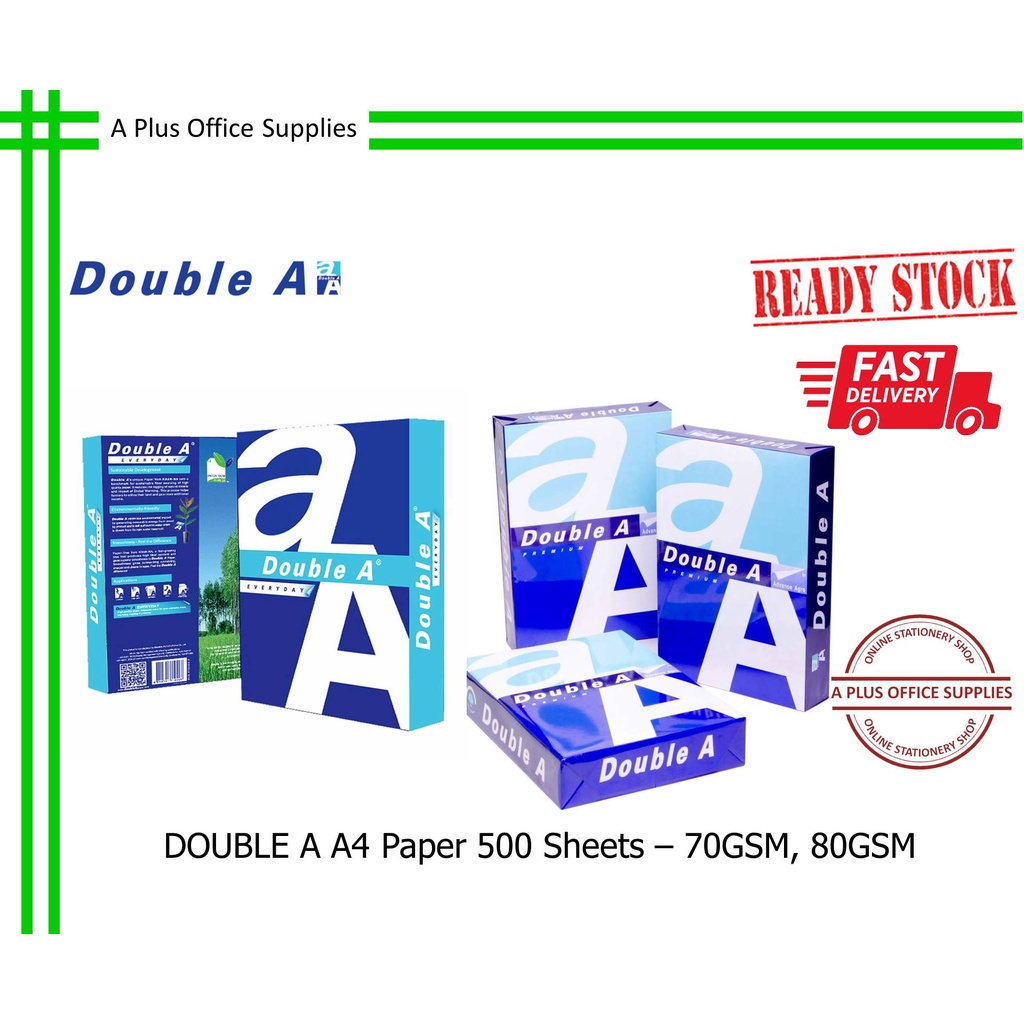 DOUBLE A A4 Paper 500 Sheets / Kertas A4 - 70GSM, 80GSM | Shopee Malaysia