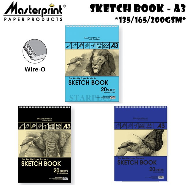 (Starplus)Masterprint A3 Sketch Book ( Portrait ) 135/165/200GSM ...
