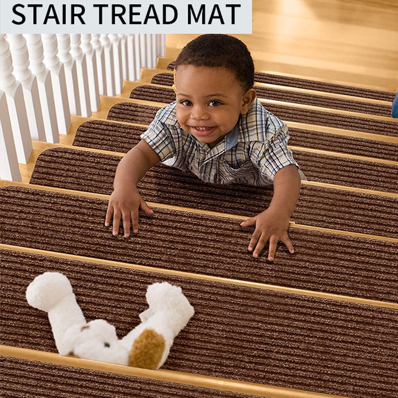 Self Adhesive Stair Tread Carpet Mats Anti-Skid Step Rugs Safety Solid ...
