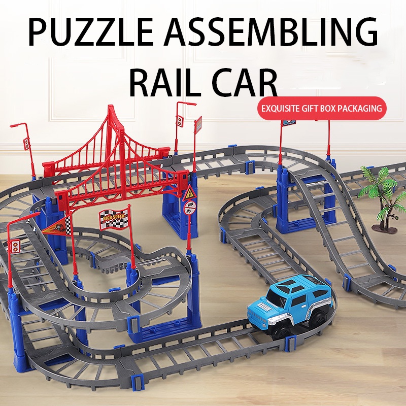 88Pcs DIY track assembly electric high-speed rail car children's ...