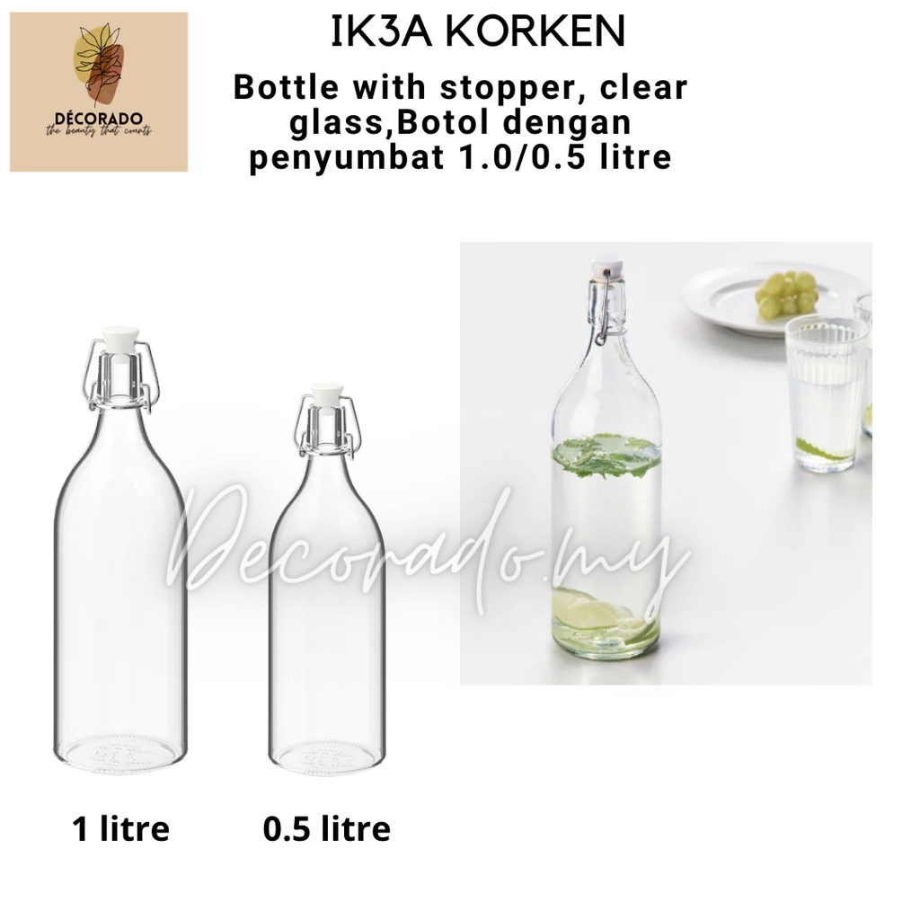 Botol Kaca, Botol Jernih, Bottle WITH STOPPER/Glass Bottle/CLEAR GLASS ...
