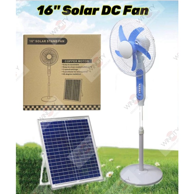 WSS DC 12V 16" Solar Stand fan with solar system 5 blade | Shopee Malaysia