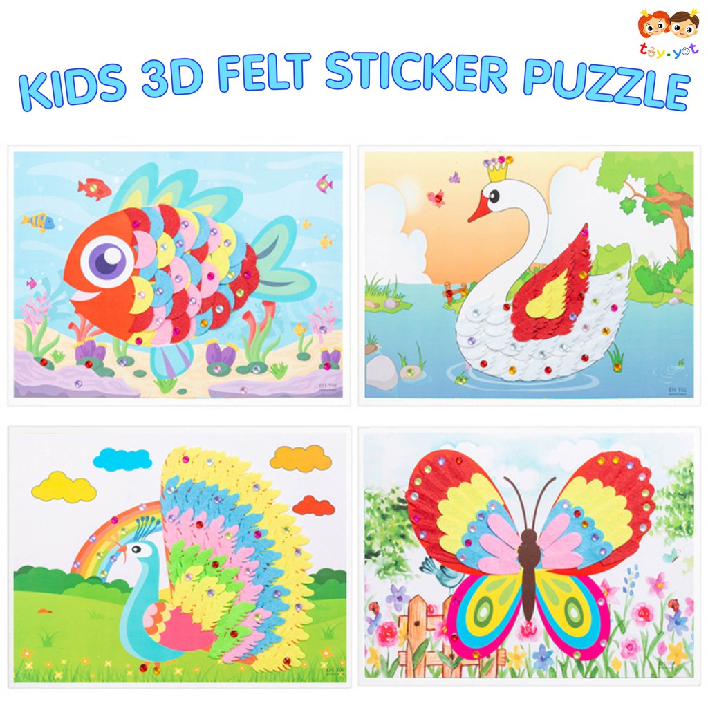 TOY.YOT Kids Children DIY 3D Felt Non Woven Sticker Puzzle Goodies Gift ...
