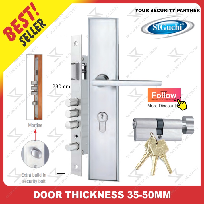 St Guchi SGLM 6073/1411 Lever Mortise Lockset (Cyliner Optional ...