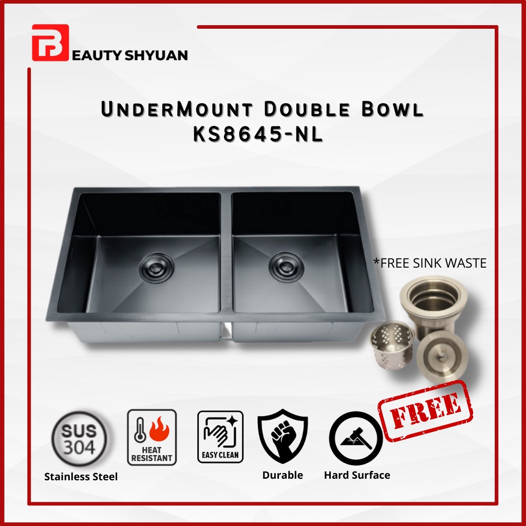CABANA KS8645 Sinki Stainless Steel Undermount Double Bowl Kitchen Sink ...