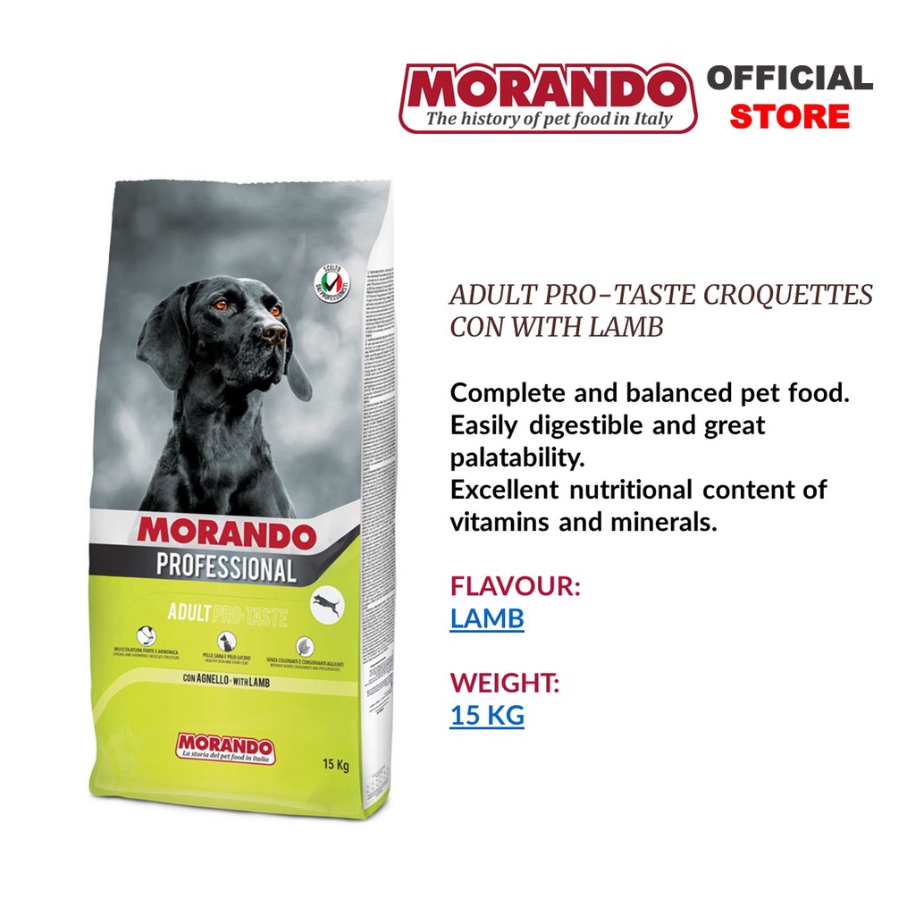 MORANDO PROFESSIONAL Adult Pro-Taste Kibbles With Lamb Dog Food (15kg ...
