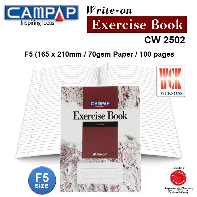 CAMPAP WRITE-ON EXERCISE BOOK CW2502 ( F5 / 70GSM / 100 PAGES ...