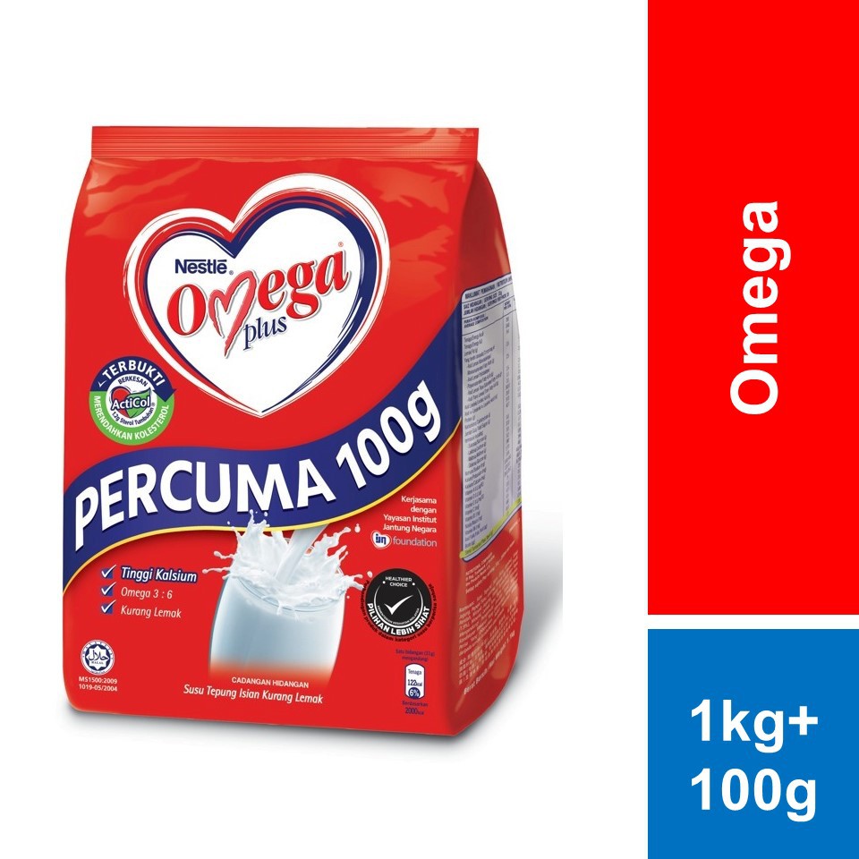 Nestle Omega Plus Milk Powder Softpack 1kg free 100g | Shopee Malaysia