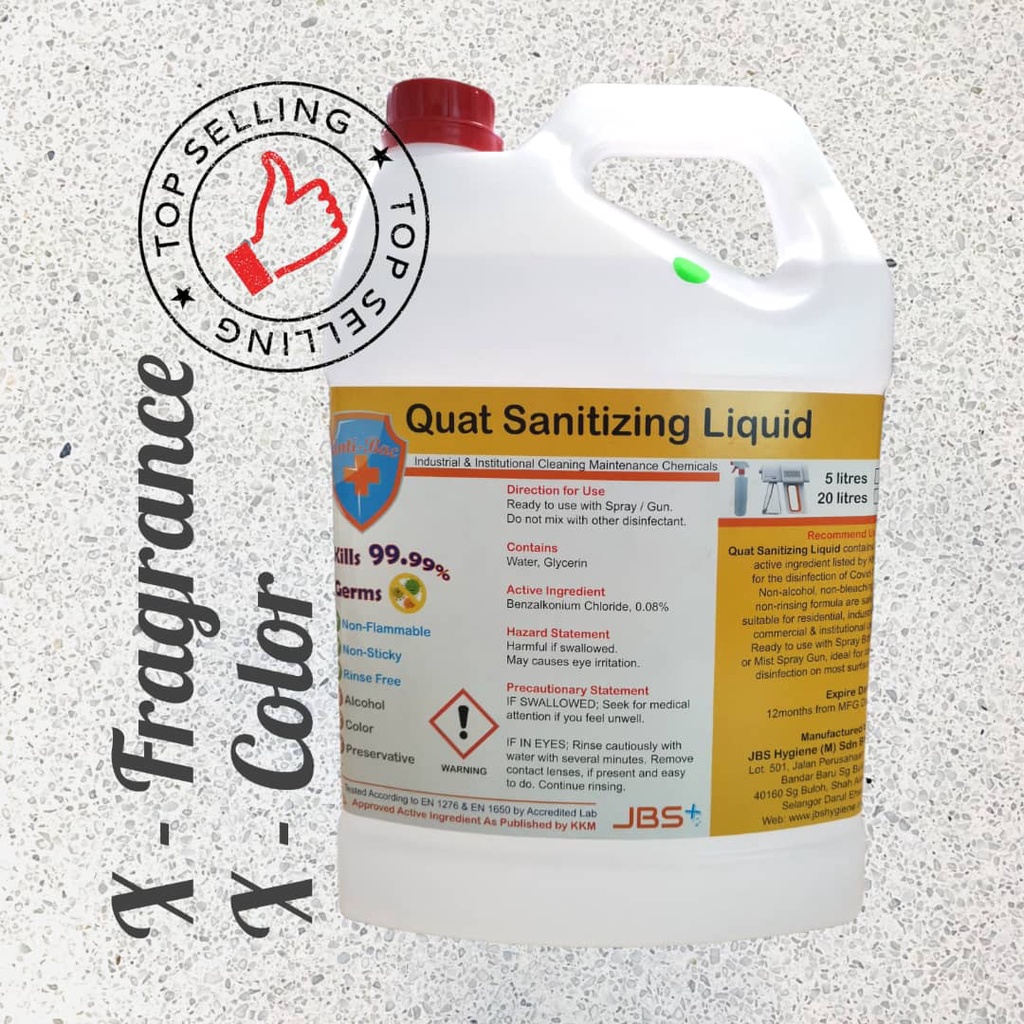 Tested & Certified Anti Bacteria Quat Sanitizing Liquid for Nano Mist ...