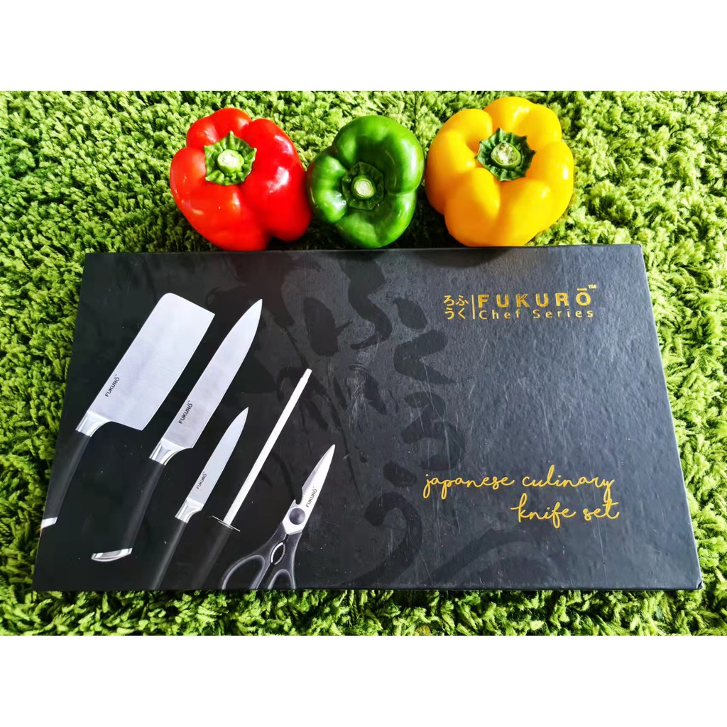 Fukuro 5-Piece Japanese Culinary Stainless Steel Knife Set | Shopee ...
