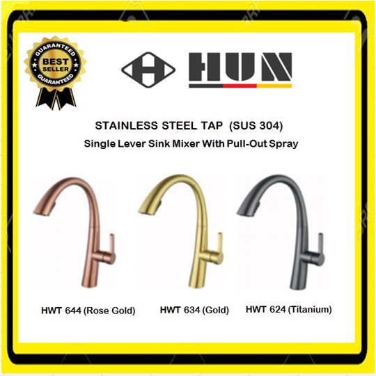HUN S/STEEL 304 SINGLE LEVER SINK MIXER WITH PULL-OUT SPRAY HWT624 ...