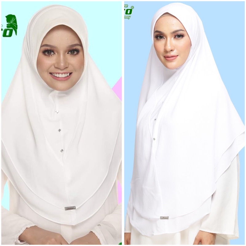 (Alfaro) Tudung Chiffon Double Layer Putih/Cream M/L/XL/XXL | Shopee ...