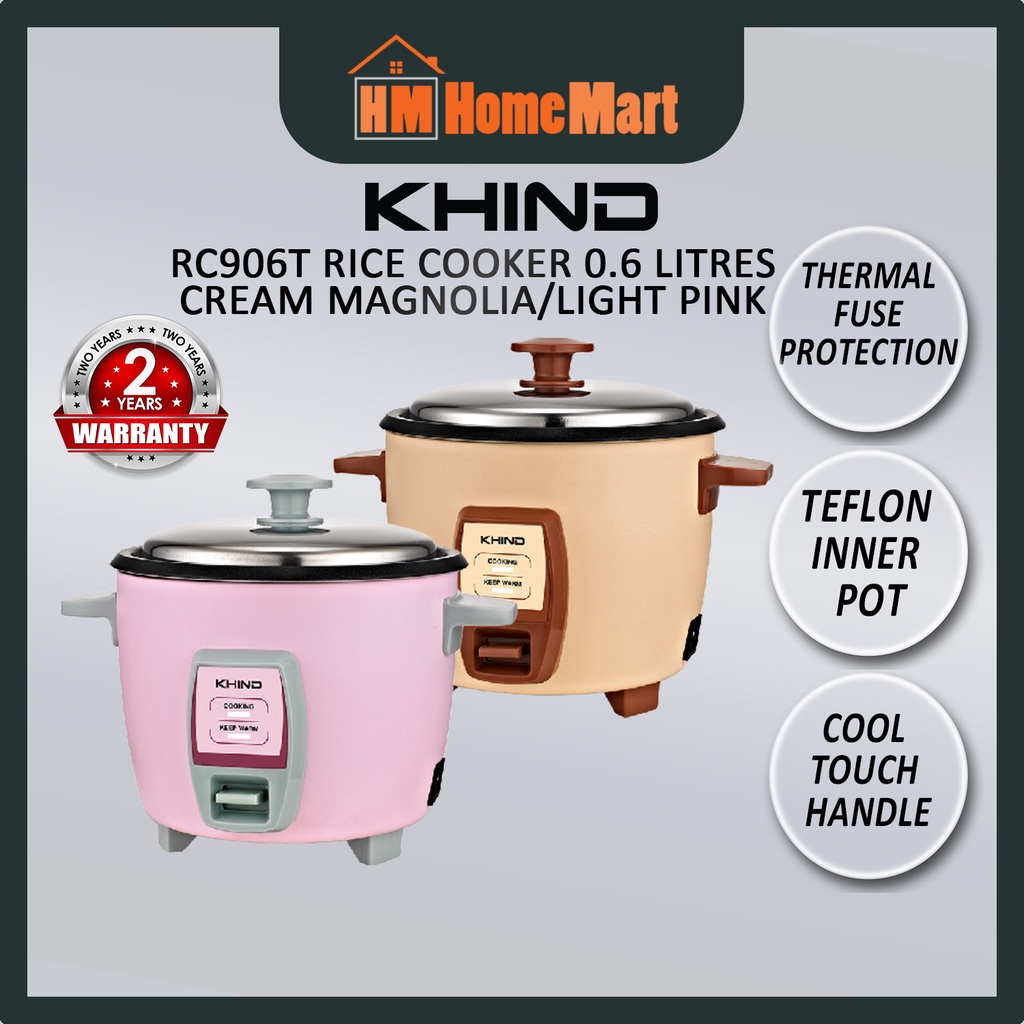 KHIND RC906T Electric Rice Cooker 0.6L (Cream Magnolia/Light Pink) (2 ...