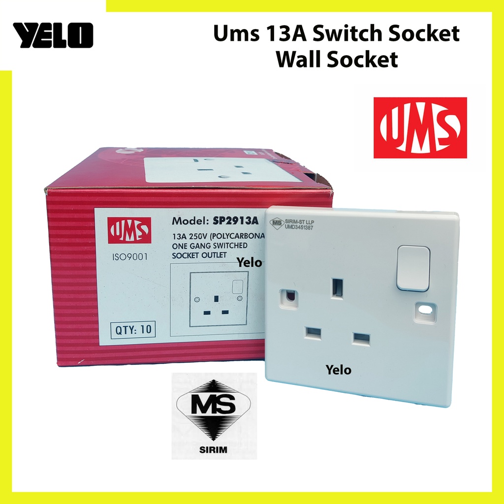 UMS 13A SWITCH SOCKET OUTLET / WALL SOCKET SWITCHES SIRIM APPROVED ...
