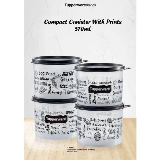 Tupperware Compact Canister With Prints 570ml (1pcs) | Shopee Malaysia