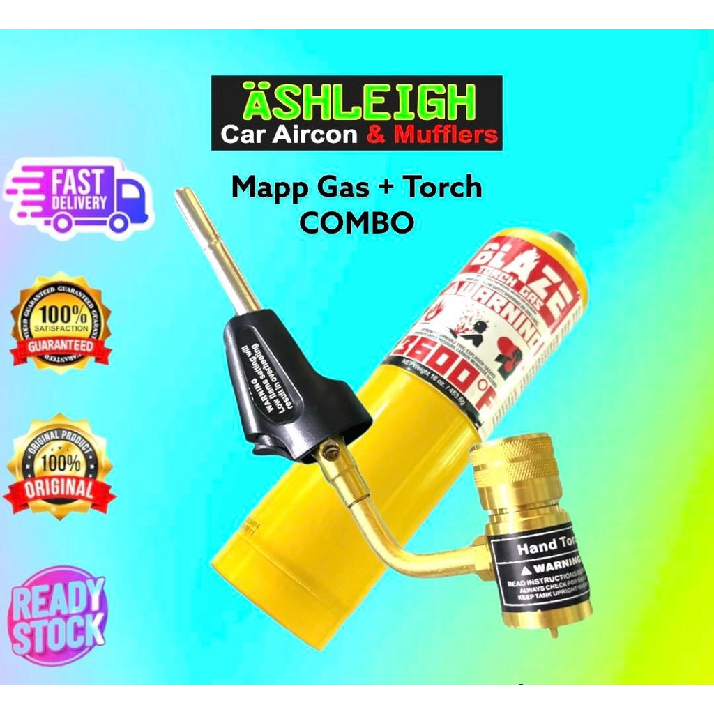 Mapp Gas + Torch with igniter brazing Combo car aircon air-conditioning ...