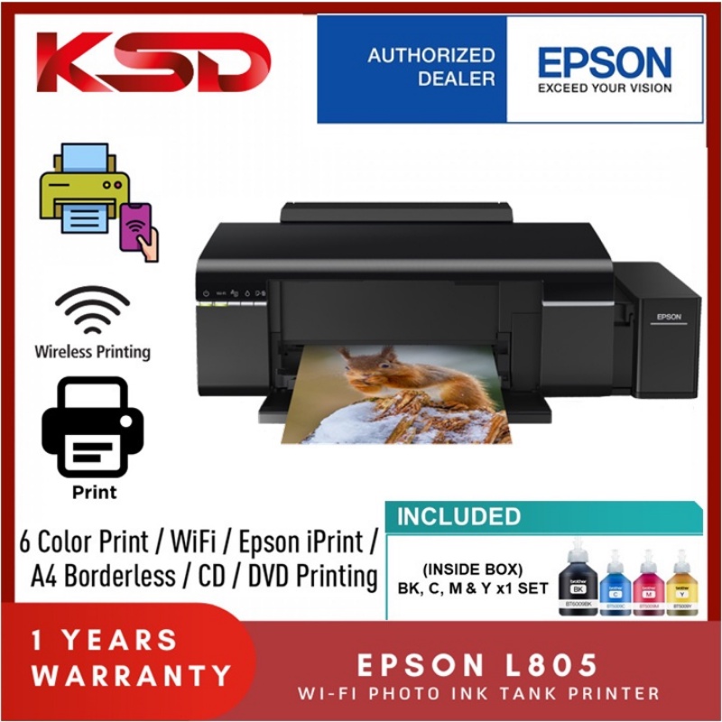 Epson L805/L8050 A4 Print Only 6 Colour Wi-Fi Ink Tank Printer Support ...