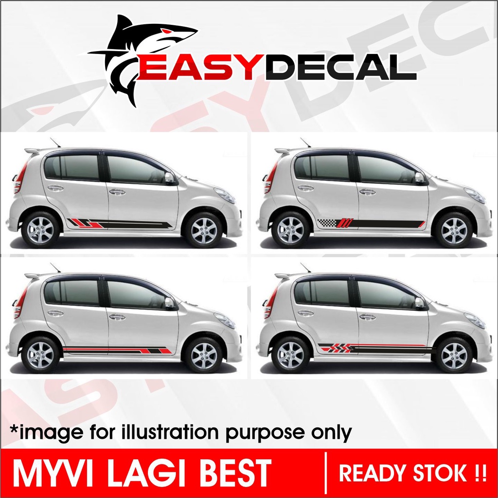 Perodua Myvi Lagi Best body sticker / Racing Stripes / Body lining ...