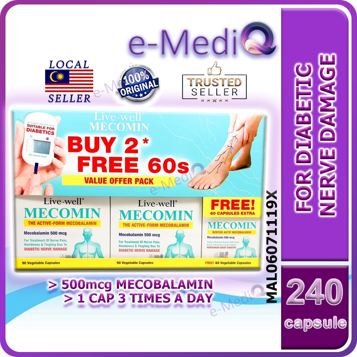 LIVE-WELL MECOMIN 500mcg For Nerve Pain/Damage (Exp: May/2026) | Shopee ...
