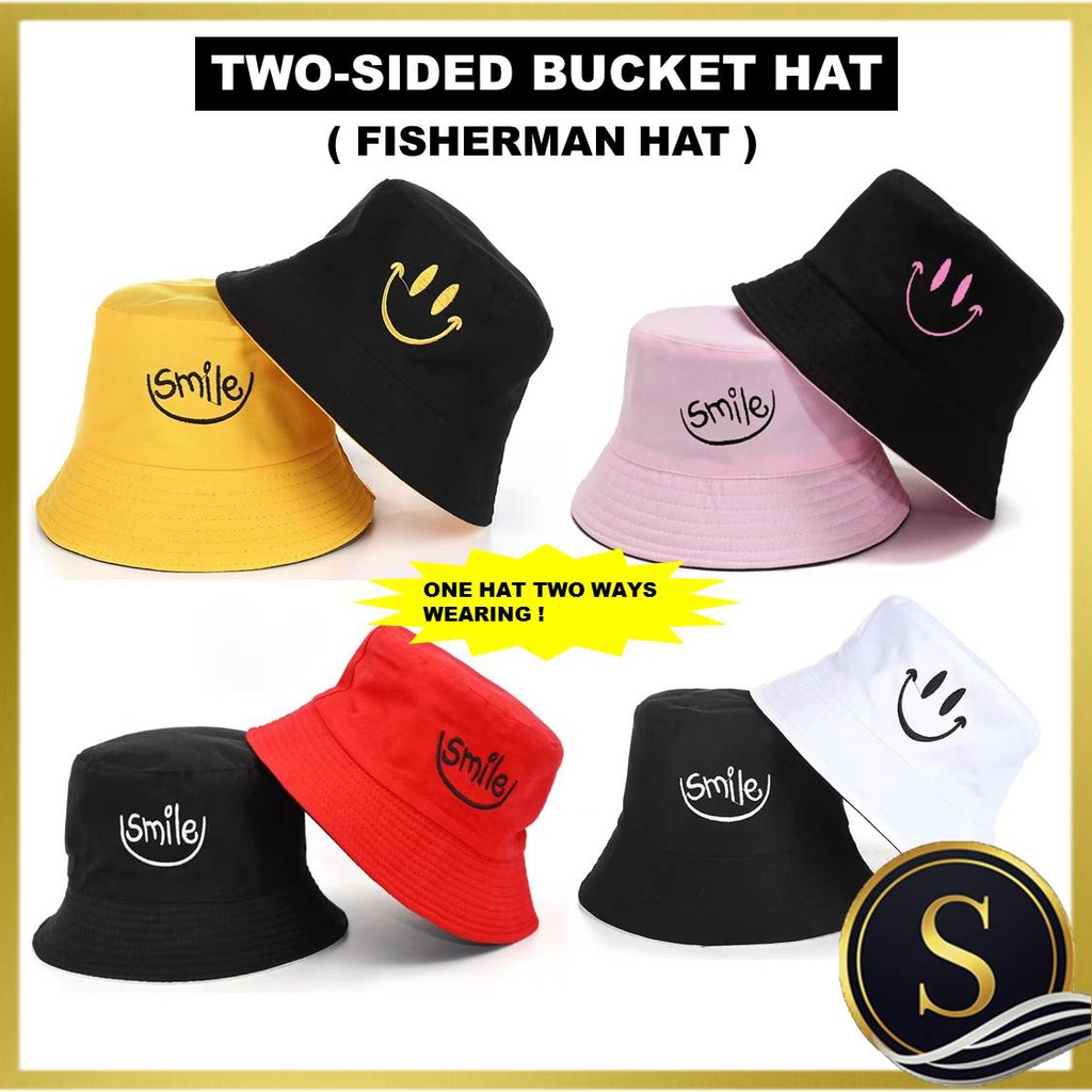 Two-Sided Fisherman Hats Embroidery Hat Bucket Hat Unisex Cap Sun Hats ...