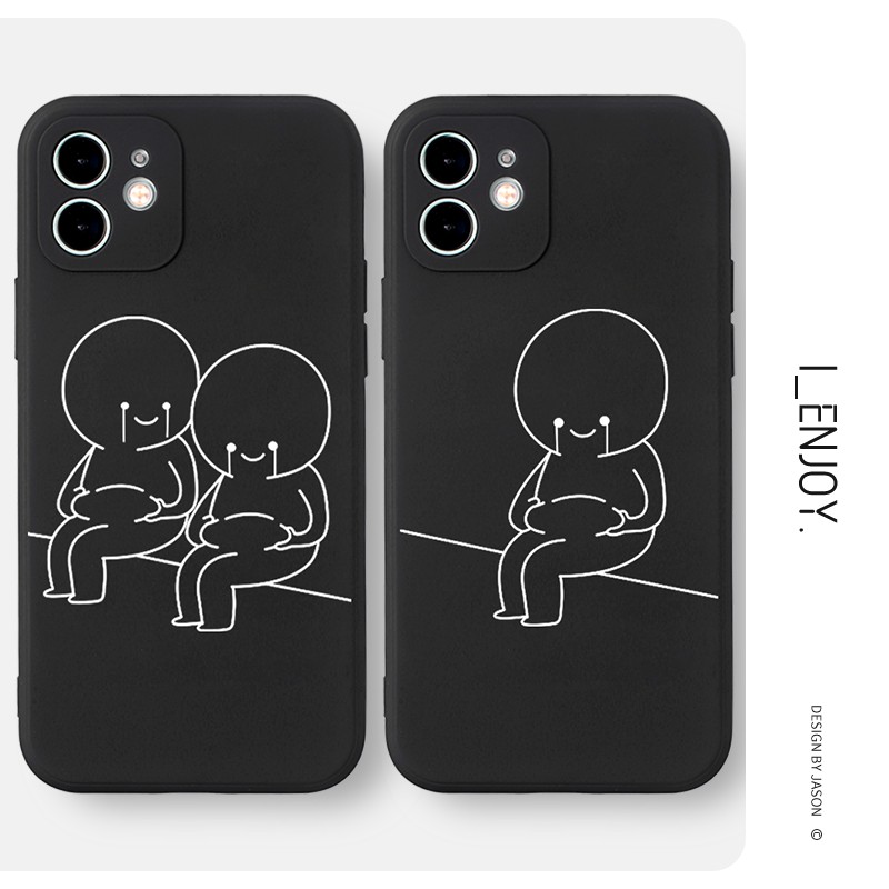 GUMAN Matching Couple Set Cute Funny Phone Case Casing for iPhone 14 13 ...