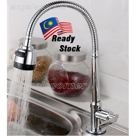 [ Ready Stock ] Rotating Kitchen Sink Basin Swivel Water Tap Spout Cold ...
