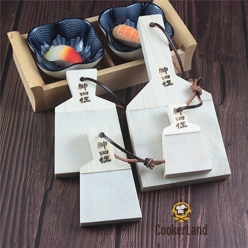 Japanese-Style Wasabi & Ginger Wood Shark Skin Grater Tool Medium/Big ...