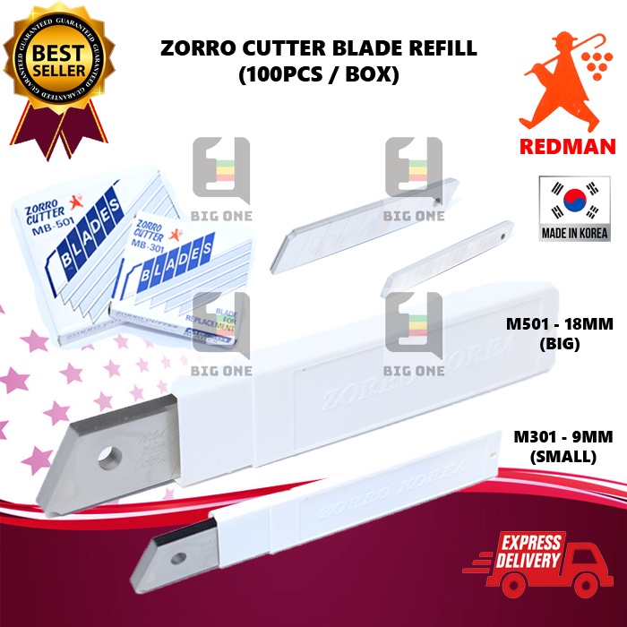(100PCS) 100% ORIGINAL REDMAN ZORRO KOREA 9MM OR 18MM CUTTER BLADE ...