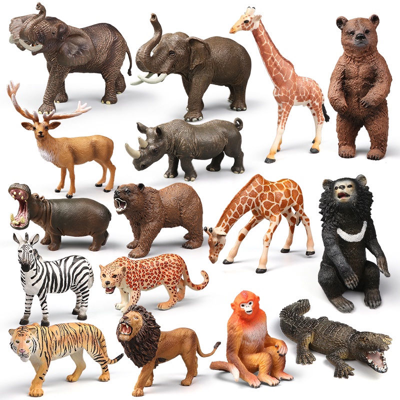 Simulation Animal Toys Set Wildlife Elephant Giraffe Zebra Lion Animals ...