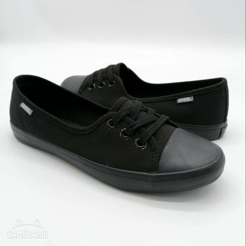 EDWIN EW224 School Black Shoe /Kasut kain Hitam(with Black shoe lace ...