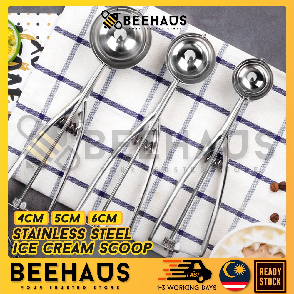 BEEHAUS Stainless Steel Ice Cream Scoop | Mash Potato Scoop Cookie ...