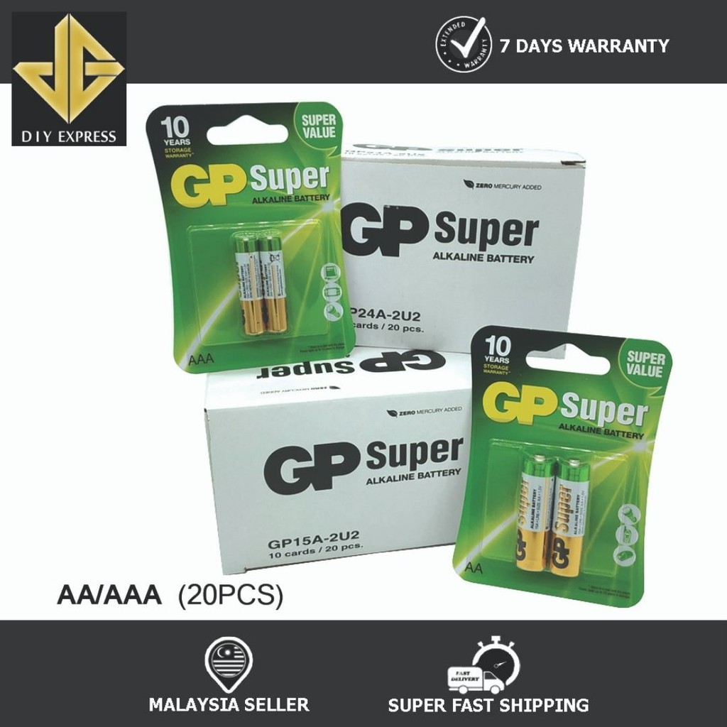 GP Super Alkaline AA/AAA Battery (1Box-20Pcs) – 100% Original GP/ 10 ...