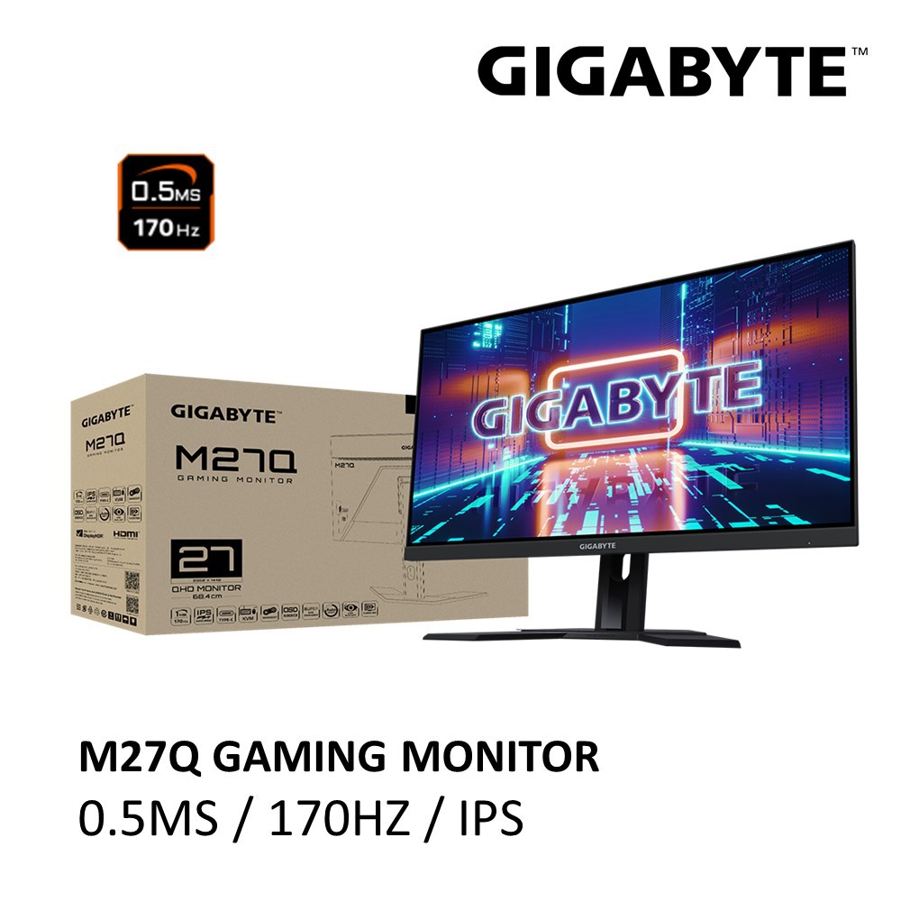 GIGABYTE M27Q GAMING MONITOR ( 0.5MS / IPS / 170HZ / QHD) FREESYNC 2K ...