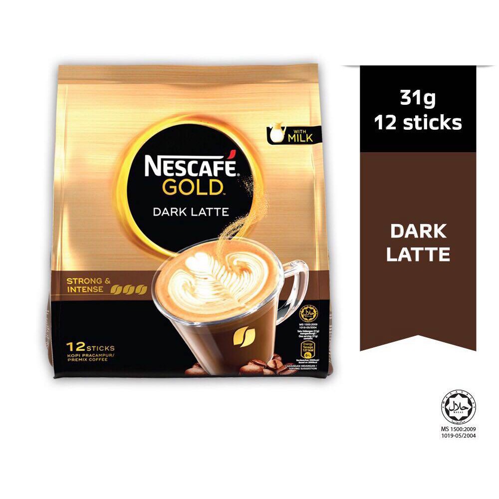 Nescafe Gold Dark Latte Premix Coffee Kopi 372g (31g x 12's) | Shopee ...