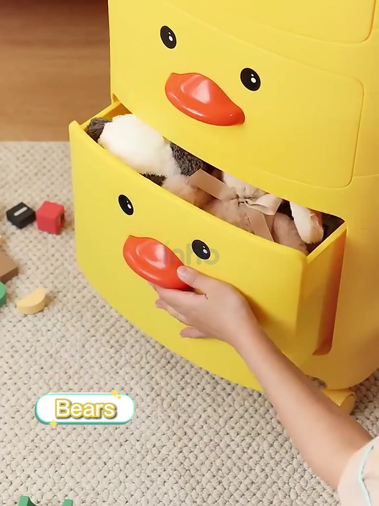 INHO 2/3/4 Layers Cute Duck Drawer Storage Cabinet Toy Storage ...