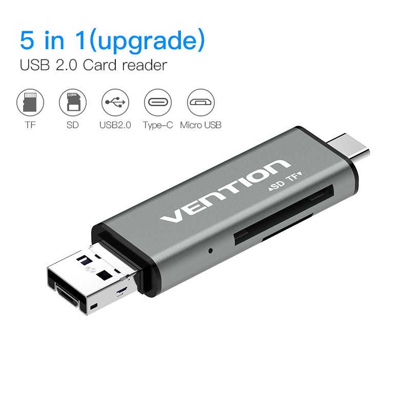 Vention 2 in 1 SD TF Card Reader OTG USB 3.0 2.0 5Gbps 256GB Type C 3.0 ...