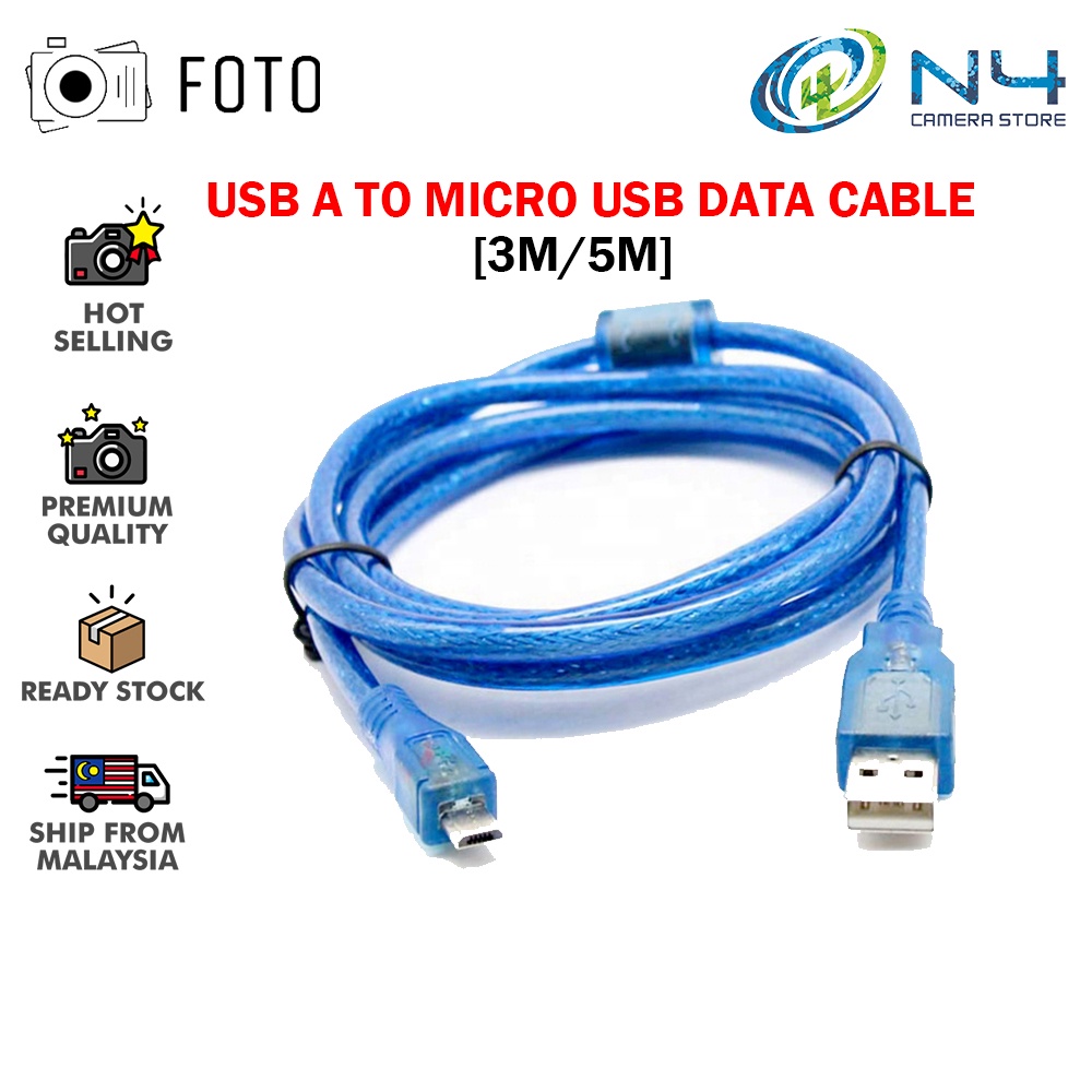 FOTO USB A TO MICRO Transparent Blue Micro USB 2.0 USB DATA CHARGER ...