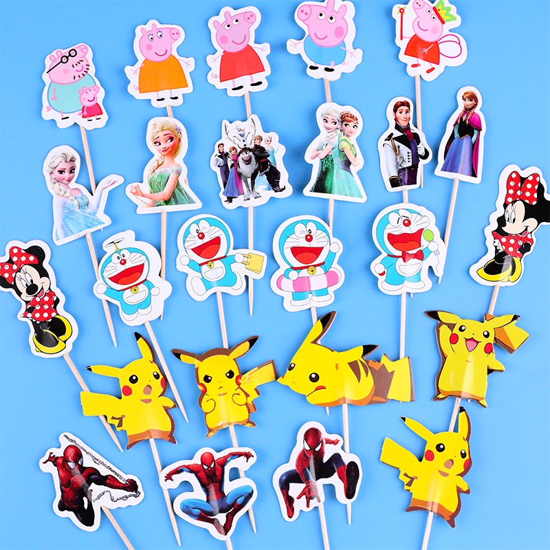 24pcs/set Cartoon Cartoon Birthday Cake Decoration Toothpick Flag ...