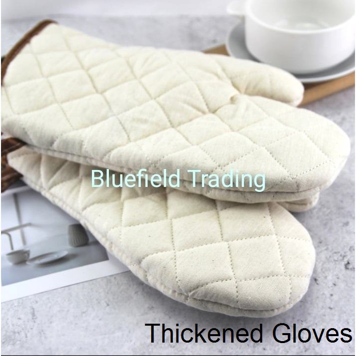 (28cm) 1 Pasang 1 Pair Thickened Cotton Kitchen Gloves Microwave ...